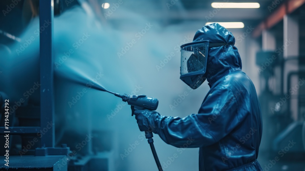 Powder coating of metal products. Paint coating industry metal powder ...