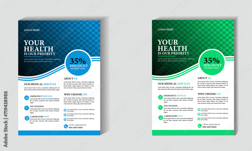 Corporate healthcare cover, flyer, leaflets decoration for printing and ...