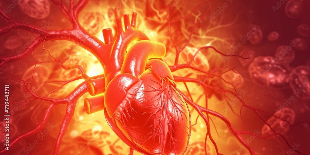 representation of a heart attack with emphasis on the affected coronary ...