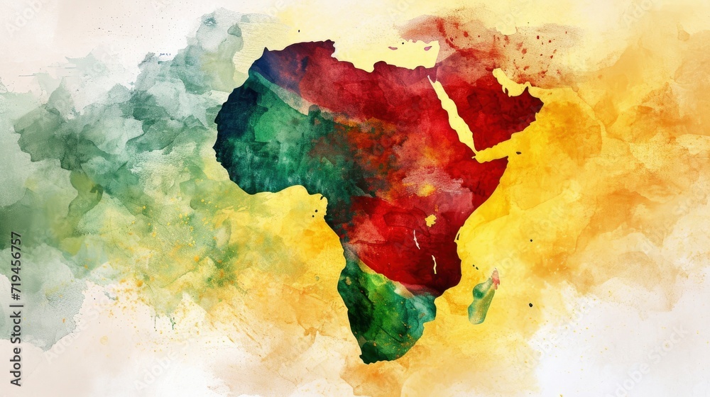 Watercolor african map Stock Illustration | Adobe Stock