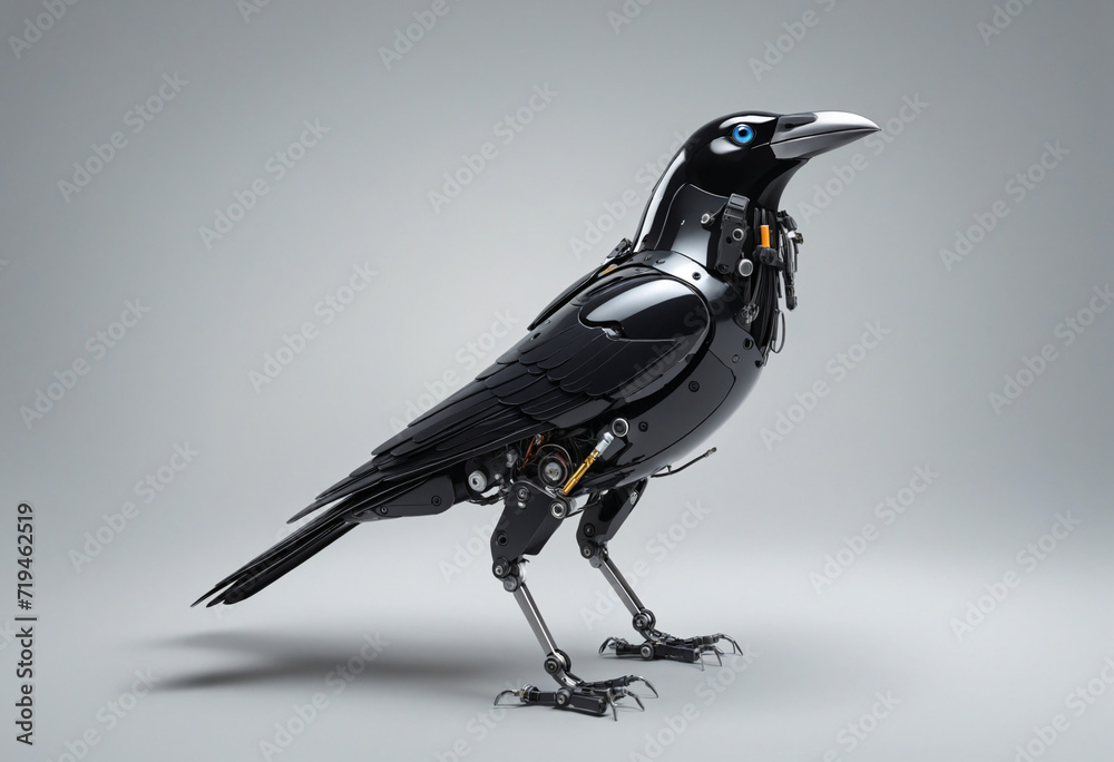 Robotic crow png, mechanical cyber raven isolated on transparent ...
