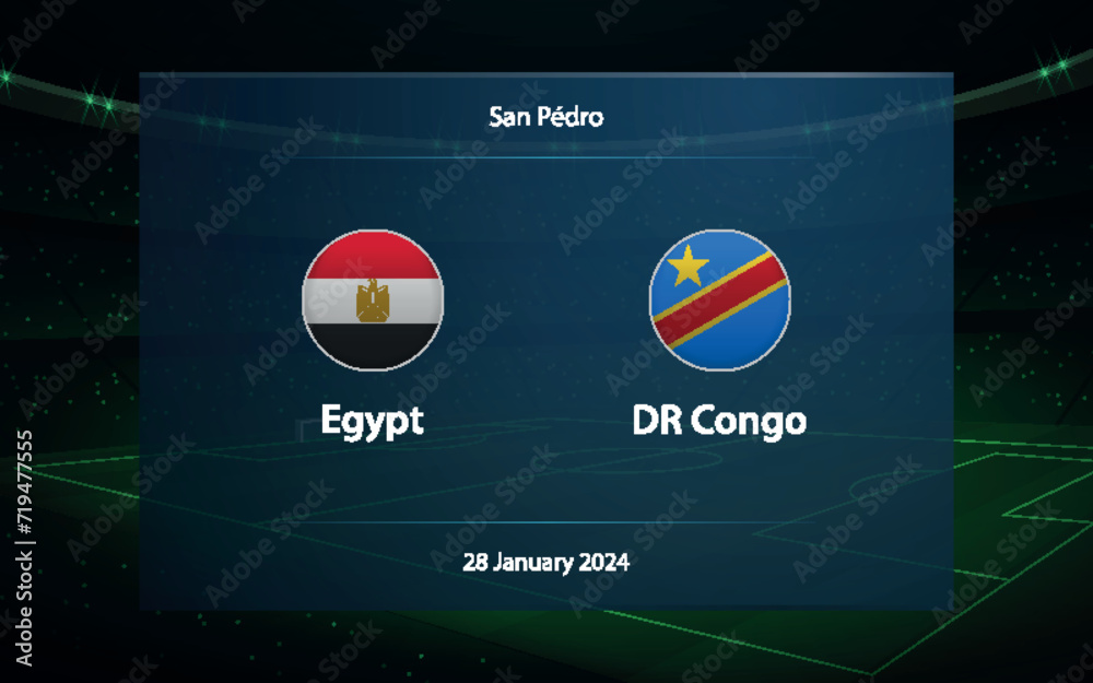 Egypt vs DR Congo. knockout stage Africa 2023, Soccer scoreboard Stock ...