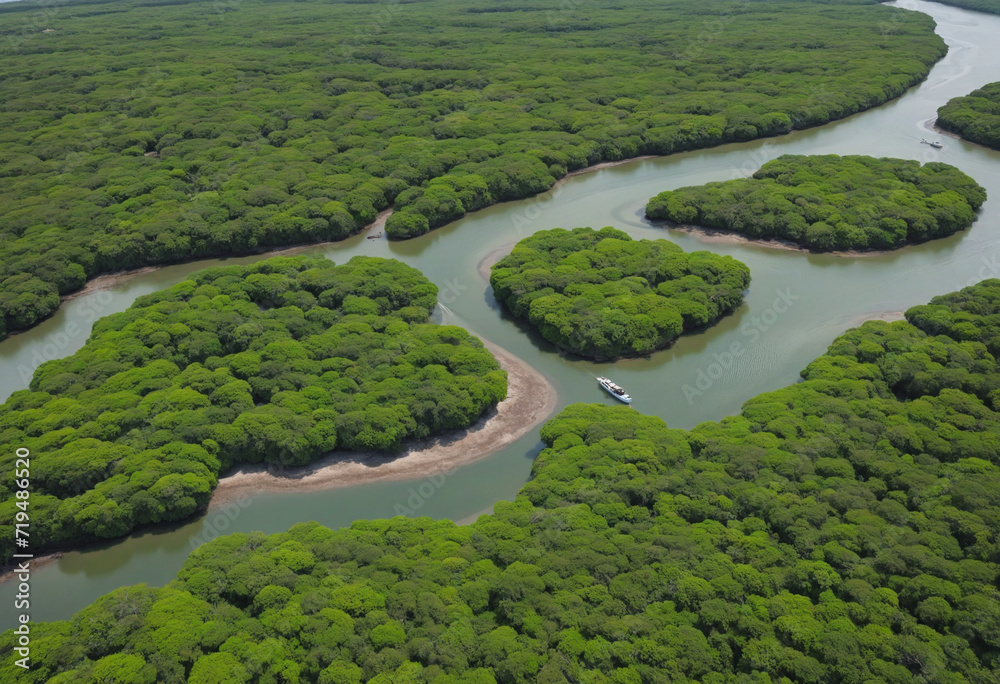 Mangroves in Senegal. Mangrove forest from above at Senegal's Saloum ...