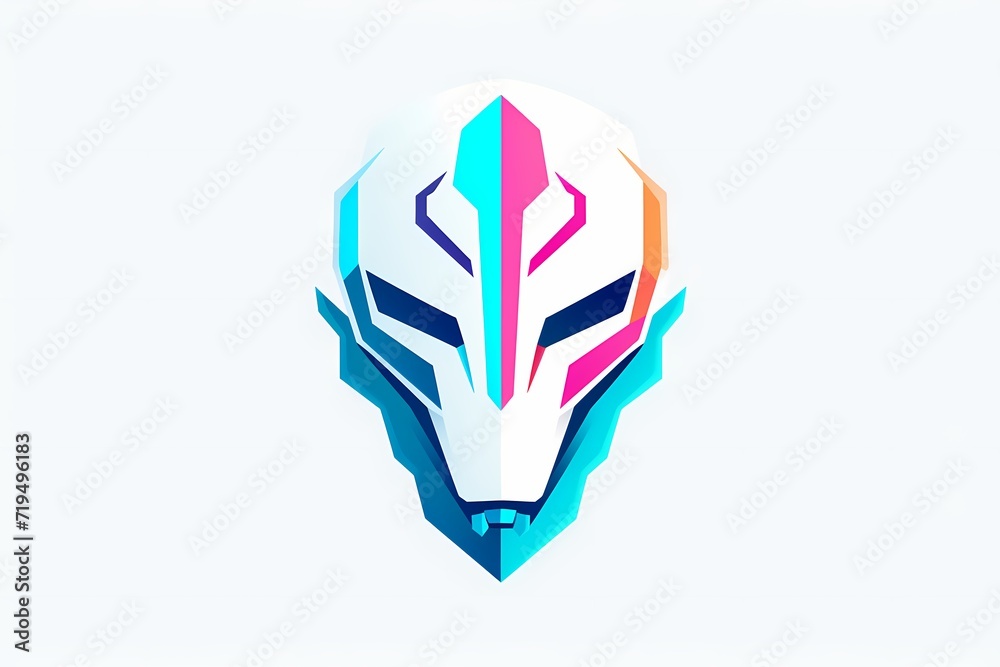 Futuristic robot face logo, defined by sleek vectors, minimalistic ...