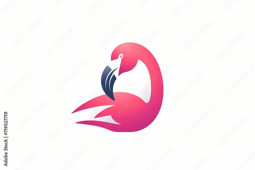 A sleek, minimalist flamingo face logo with a bold color scheme and ...