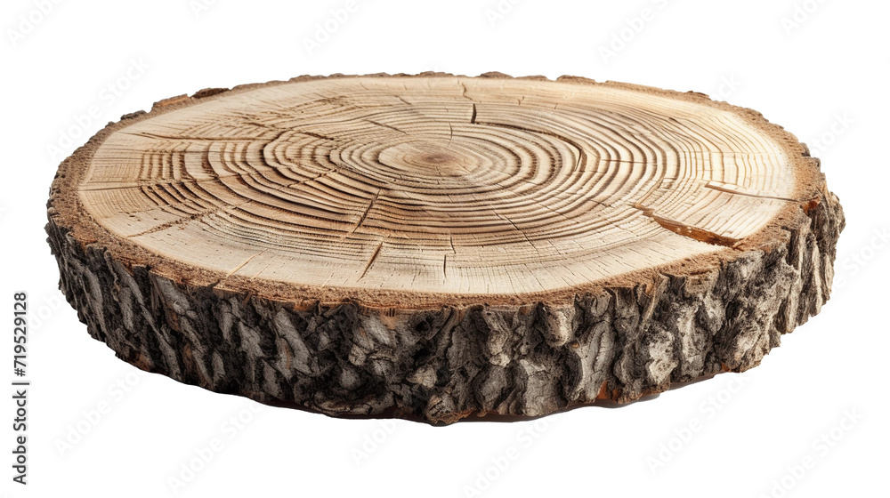 Smooth cross section of a tree with bark, show casing the age rings ...