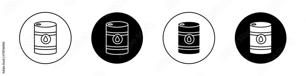 Vetor de Fuel Barrel icon set. Oil Drum tank vector symbol in a black ...