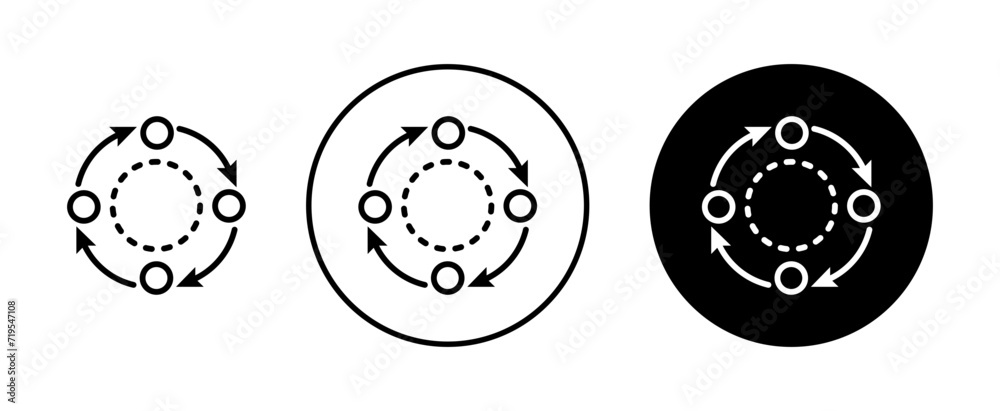 Vetor de Sequential Process icon set. Simultaneous integrated ...