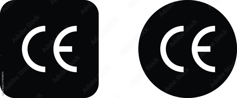 CE marking icon set in circle and square isolated on white background ...