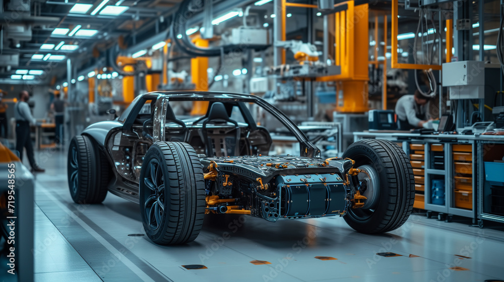 Engineers developed an electric sports car in an innovative laboratory ...