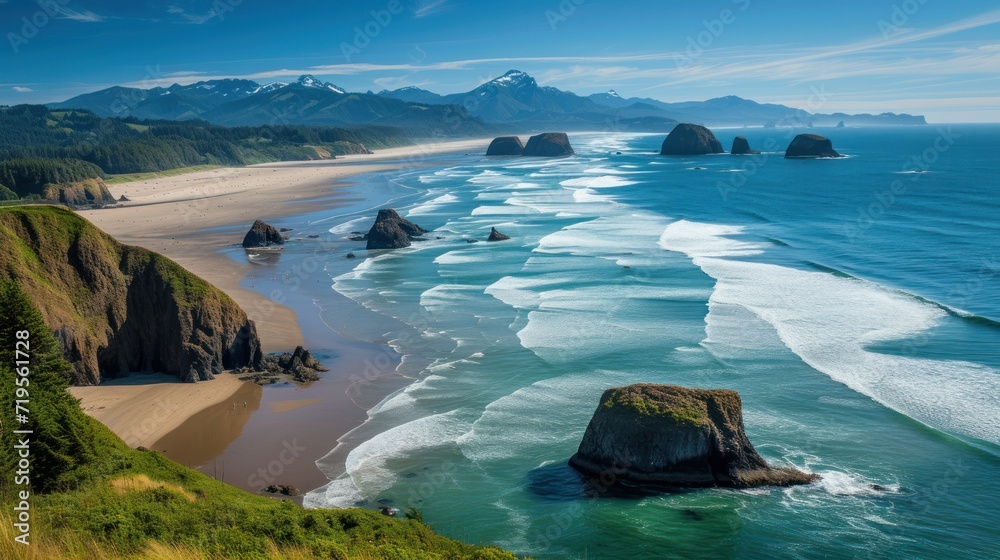 breathtaking view of the Oregon Coast, showcasing the pristine beaches ...