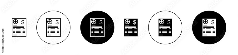 Hospital Bill vector illustration set. Medical insurance cost claim ...