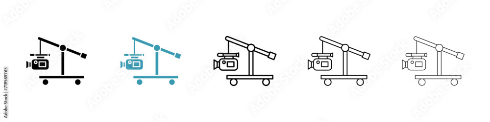 Filming Camera crane vector icon set. Movie Jib vector symbol for UI ...