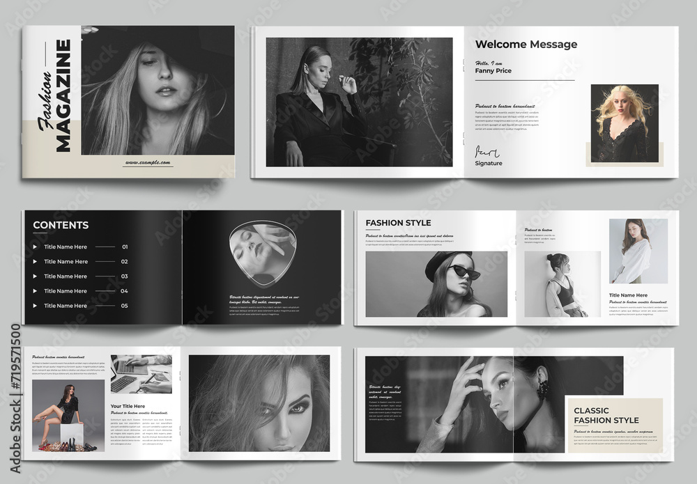 Fashion Magazine Template Landscape Design Layout Stock Template ...