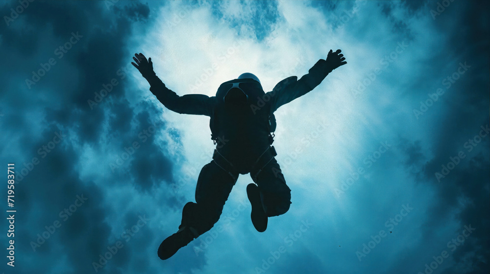 Skydiving Stunt Silhouette. The Grace of a Skydiver's Dance in the ...