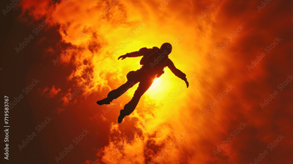Skydiving Stunt Silhouette. The Grace of a Skydiver's Dance in the ...