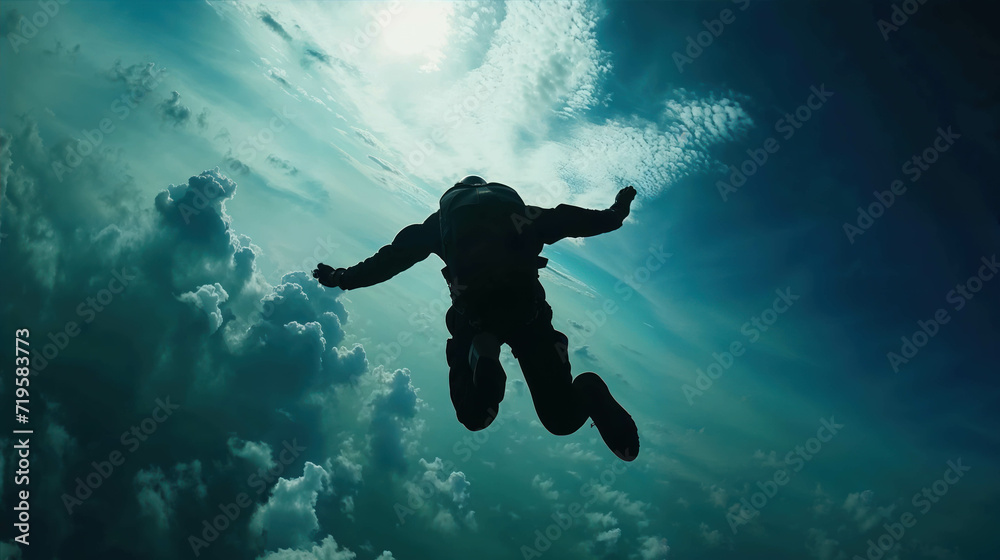 Skydiving Stunt Silhouette. The Grace of a Skydiver's Dance in the ...