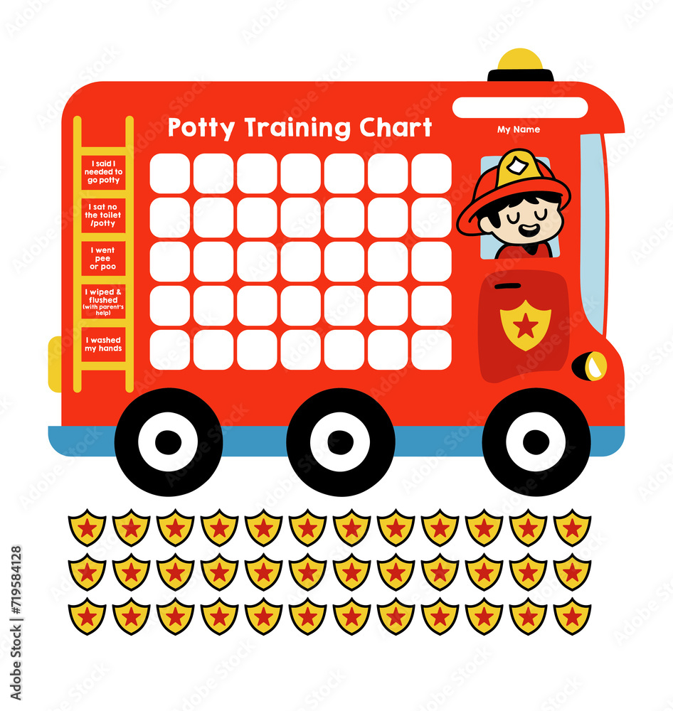 Firetruck Potty Training Chart, Firetruck Potty Chart, Toddler Potty ...