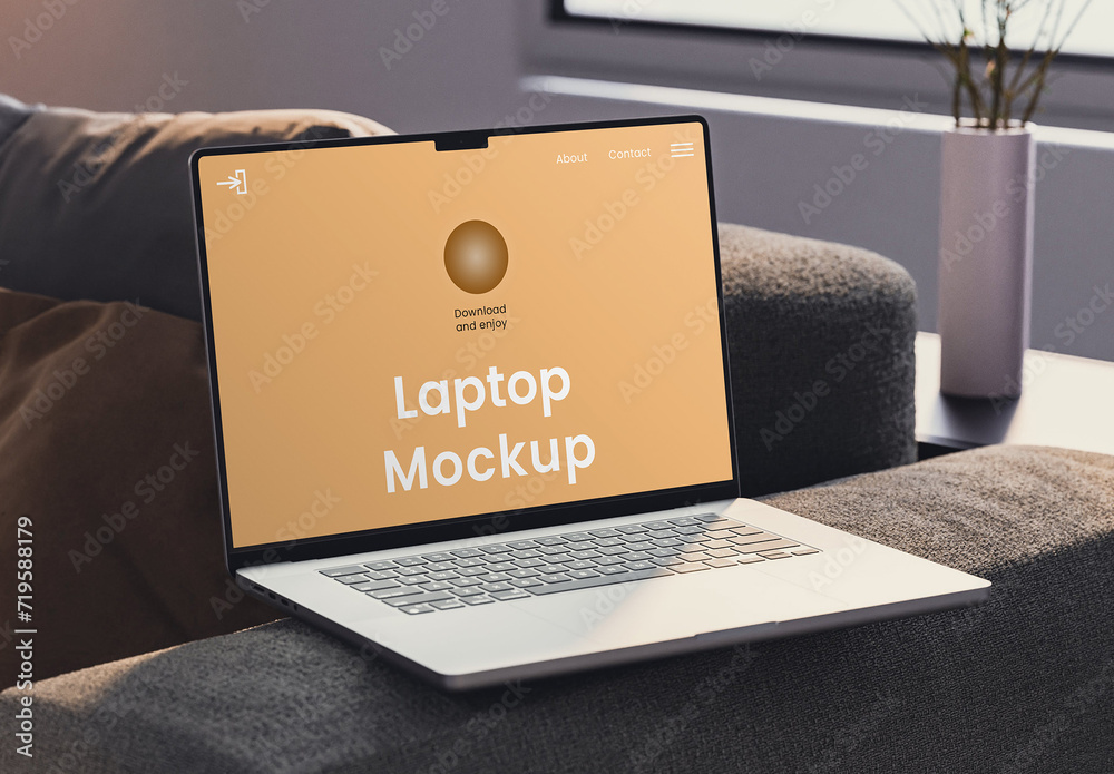 Laptop with Notch Mockup Stock Template | Adobe Stock