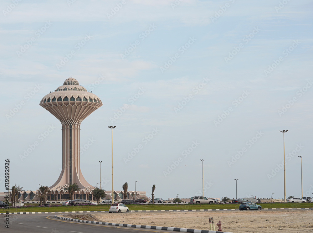 Al Khobar Corniche Morning view. City Khobar, Water Tower Saudi Arabia ...