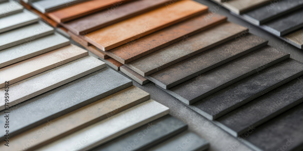 Samples of wall tiles. Assortment of tiles with different colors for ...