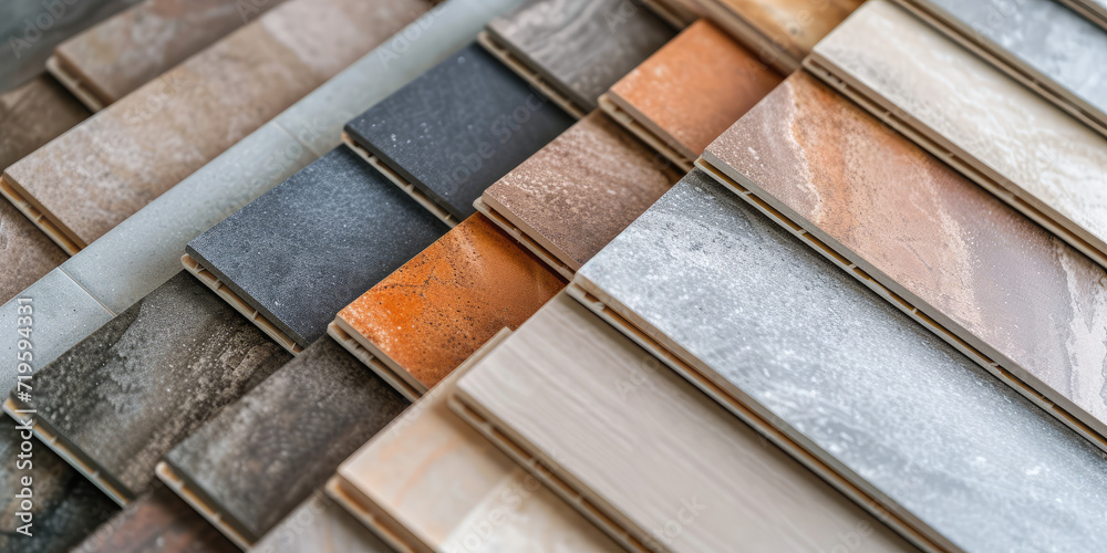 Samples of wall tiles. Assortment of tiles with different colors for ...