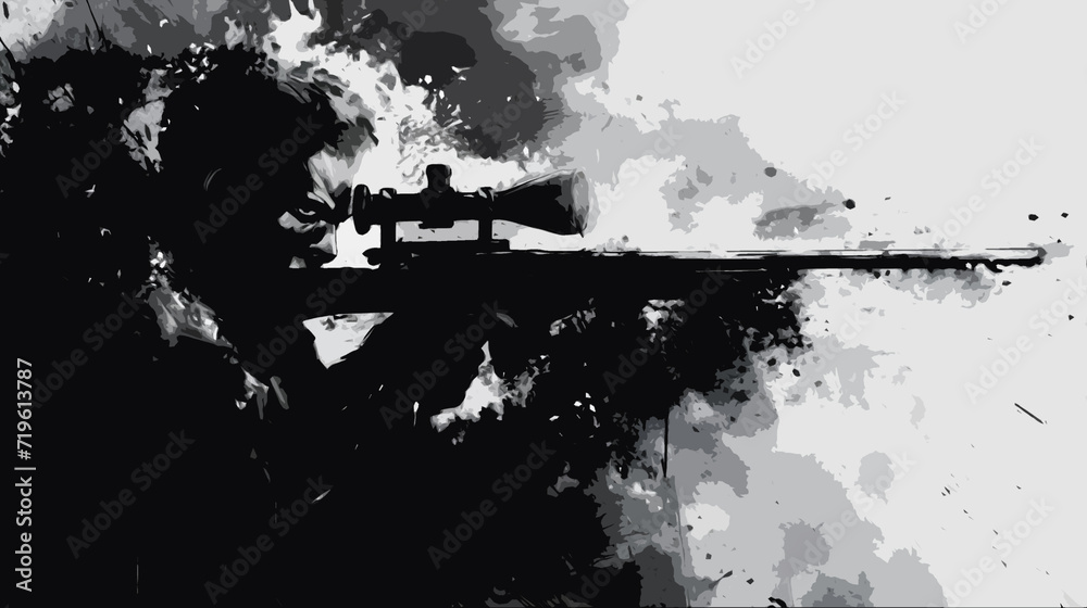sniper black and white abstract art Stock Illustration | Adobe Stock