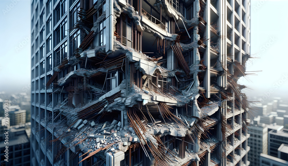 Building destroyed by an earthquake or missile during the war. Building ...