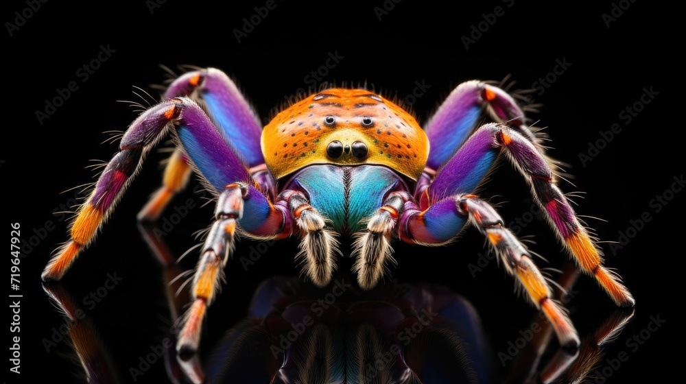 Colorful Xenestis immanis spider isolated on a white background ...