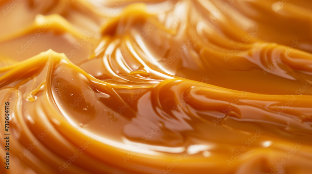 Macro photography of Flowing caramel. This versatile confection adds ...