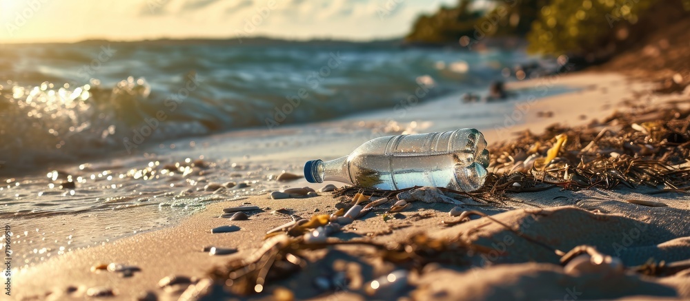 throwing bottled water on the beach marine waste problems and affects ...