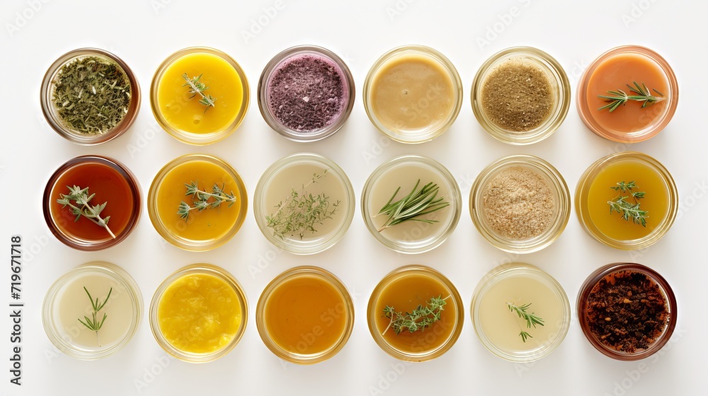 Set of organic natural balms and ointments with plant ingredients in ...