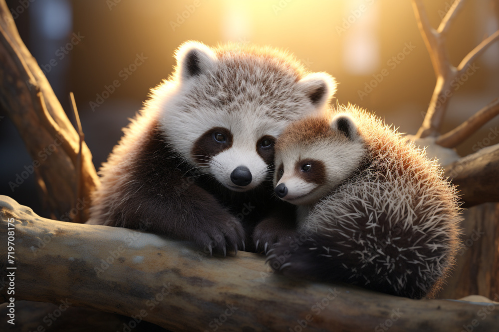 National Hugging Day. Cute animated animals hug each other. celebration ...