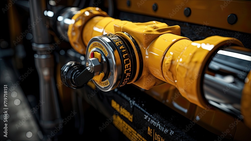 gas tap, yellow gas pipe and wrench are positioned realistically ...