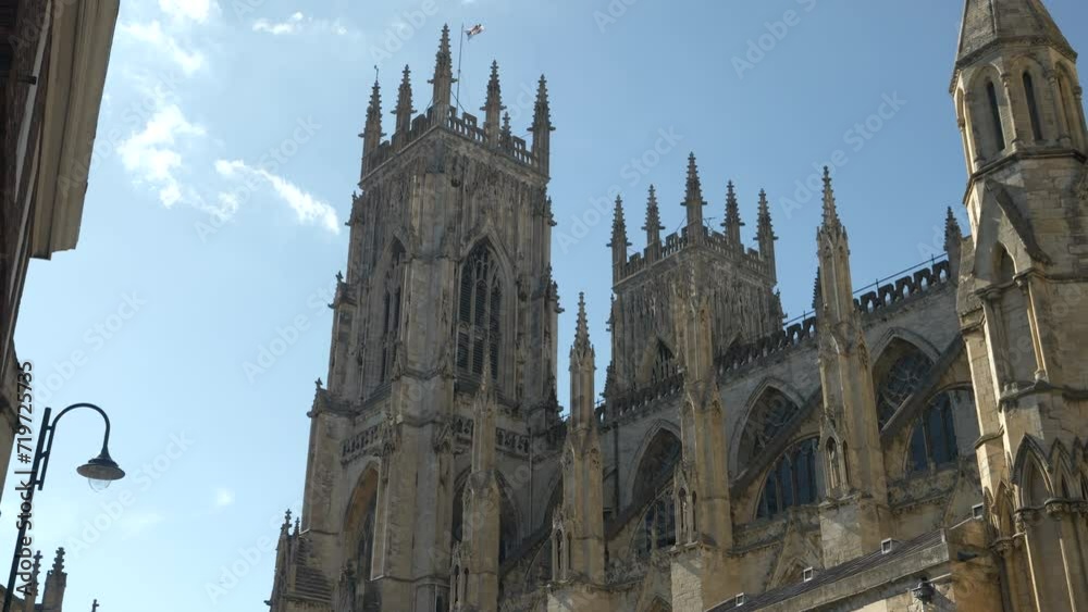 A beautiful exterior of York Minster with typical Gothic architectural ...