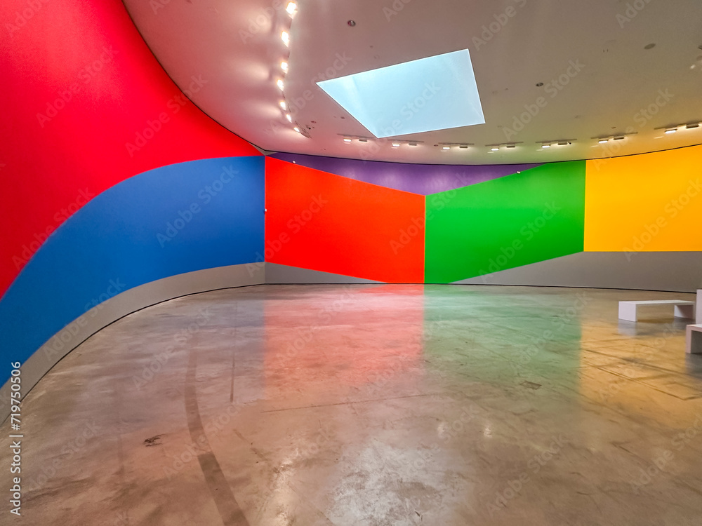 Bilbao, Spain - January 3, 2024: "Wall Drawing #831 (Geometric Forms ...