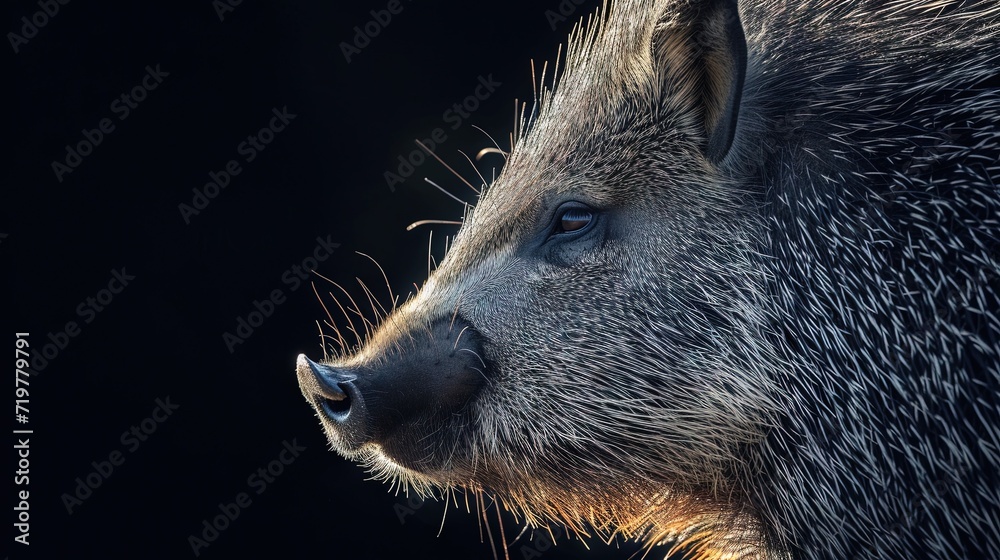 Javalina southwestern peccary wild desert boar isolated on black ...
