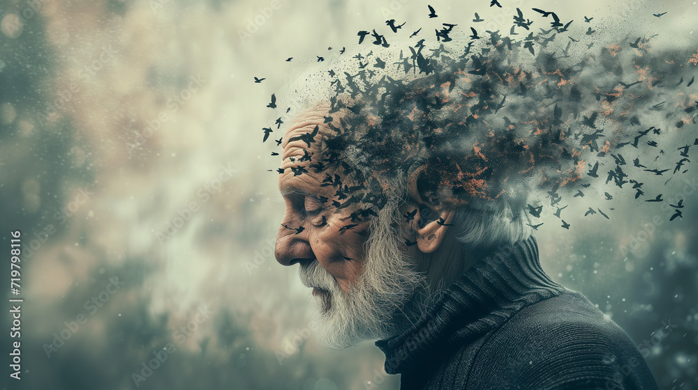 Abstract Illustration of dementia alzheimer, loss of memory, vascular ...