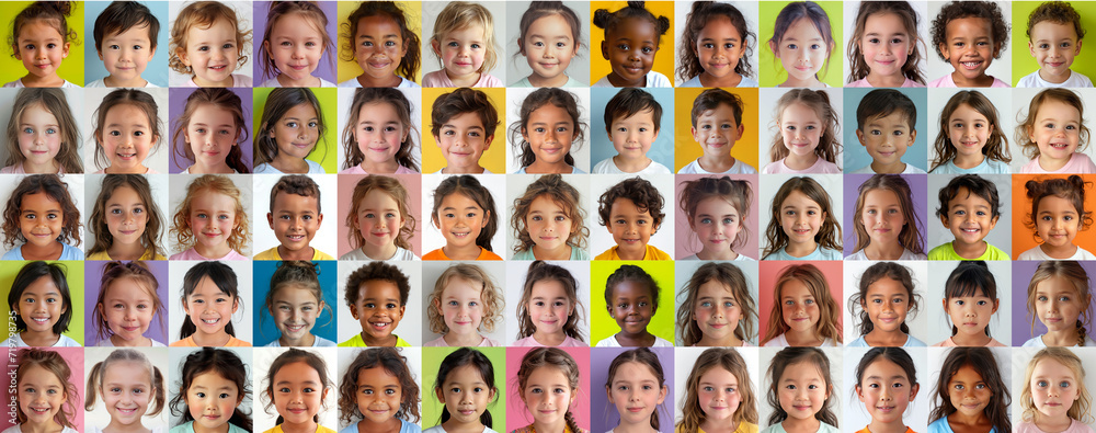 Portraits of kids of different age and nationalities. Education ...