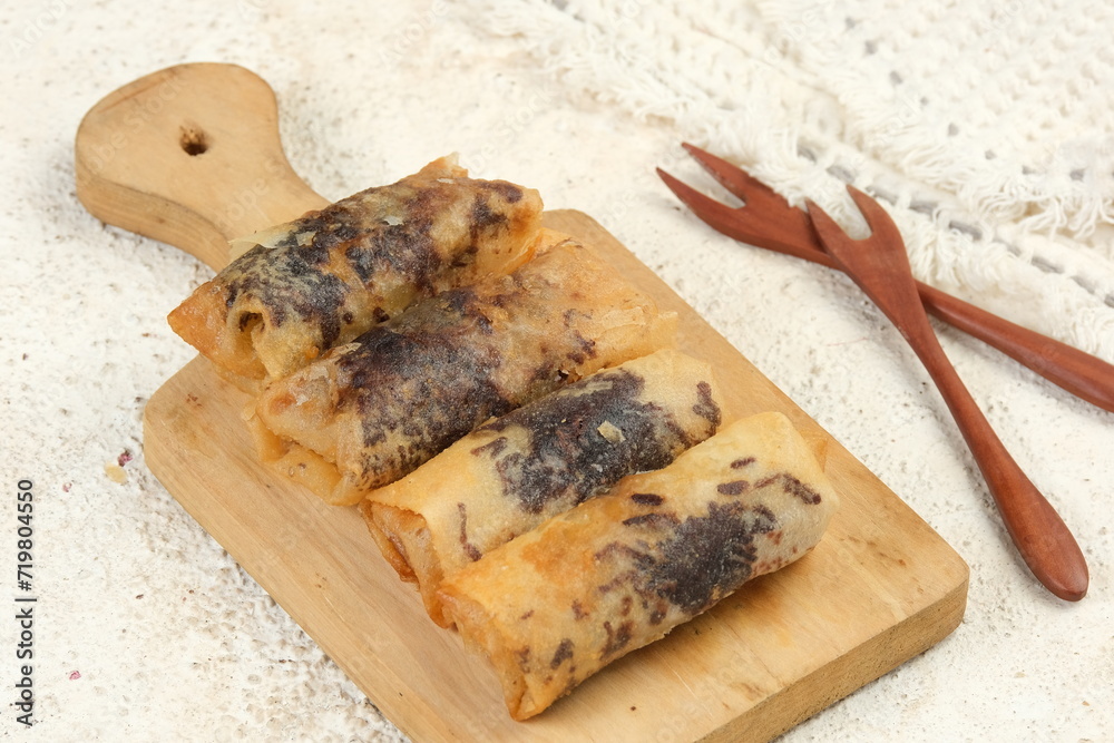 piscok or pisang coklat or chocolate banana spring roll is Indonesian ...