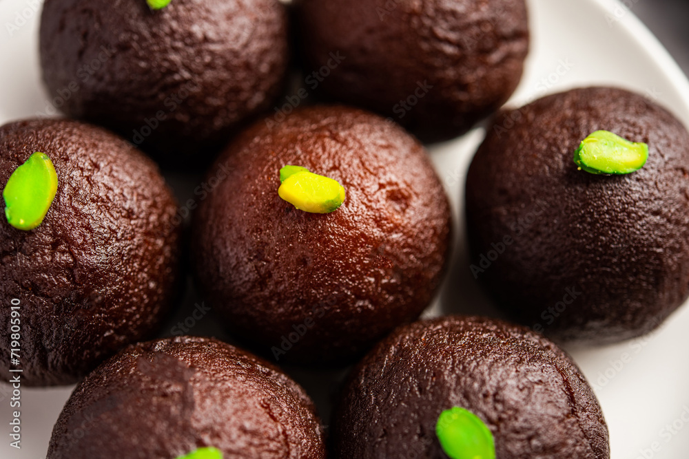 Indian Sweet Food Sweet Black Gulab Jamun Also Known as Kala Jamun ...