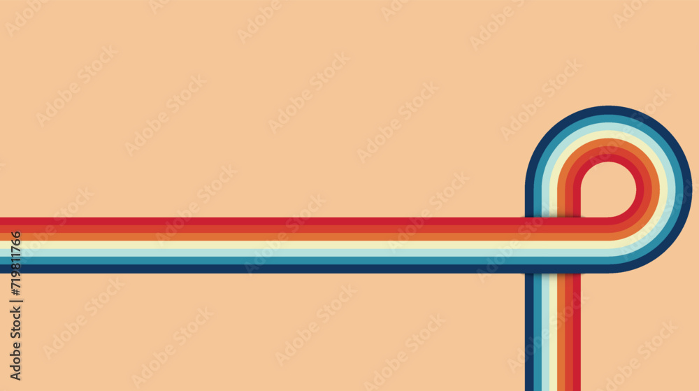 Retro vintage 70s style stripes background poster lines. shapes vector ...