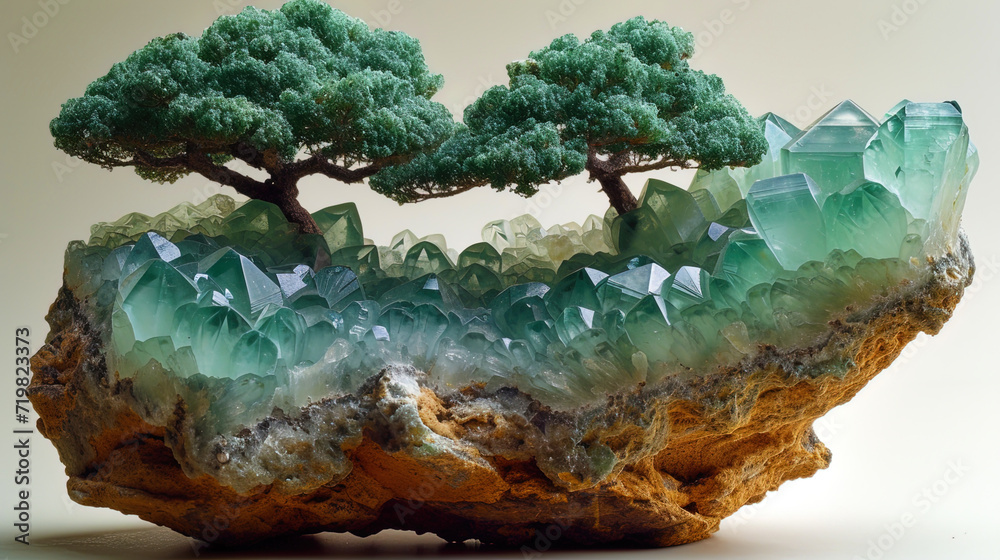 An emerald with a pattern of green branches of a tree patterns ...