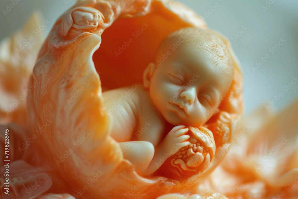 Little human baby inside mother womb. Small embryo in uterus Stock ...