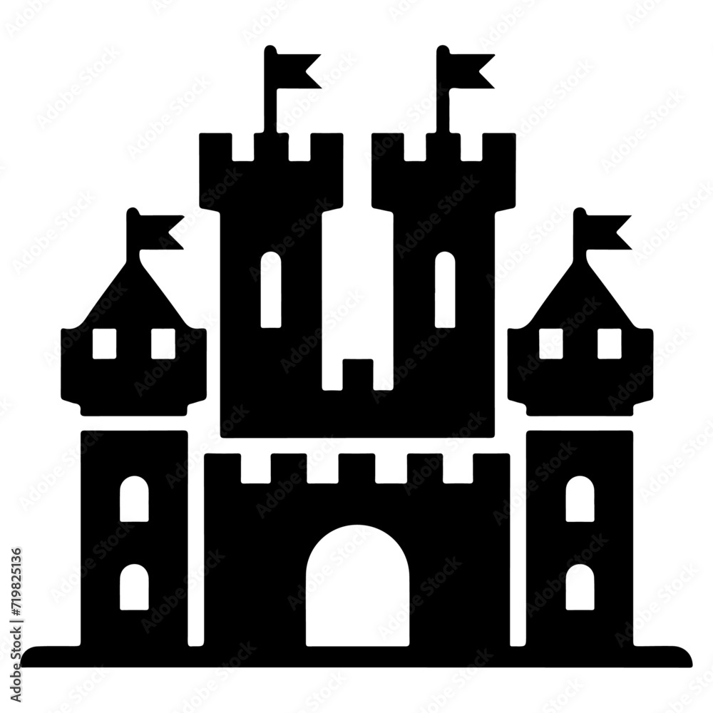 minimal Castle tower icon vector silhouette, black color silhouette ...
