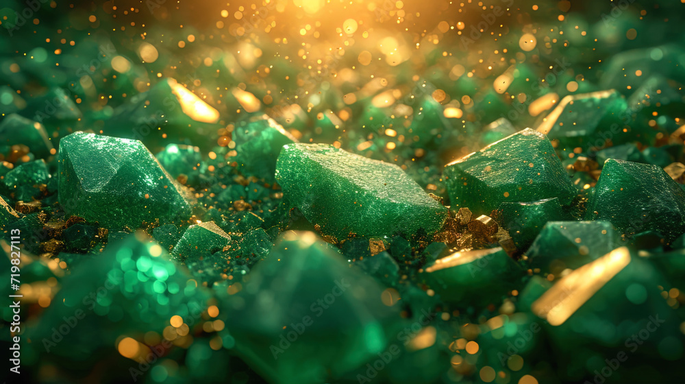Emerald with a reflection of the green rays of the Sun a reflection of ...