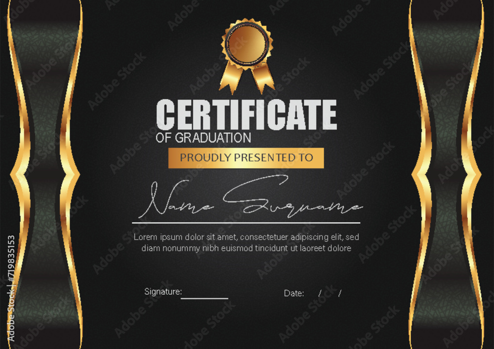 golden luxury black and white certificate design template for ...