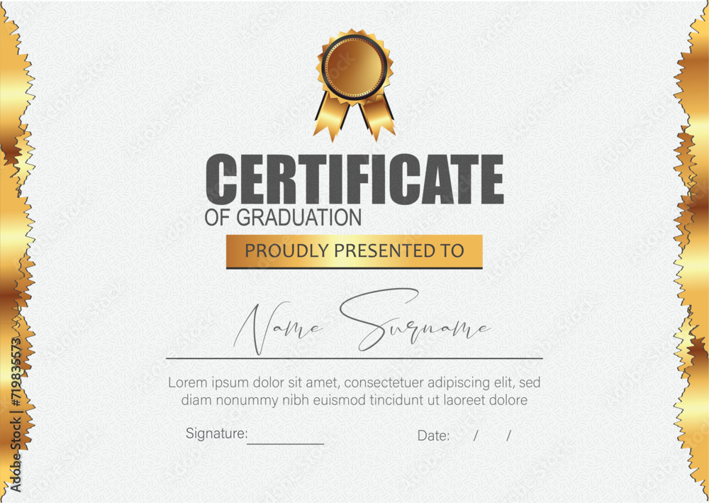 Vetor de golden luxury black and white certificate design template for ...