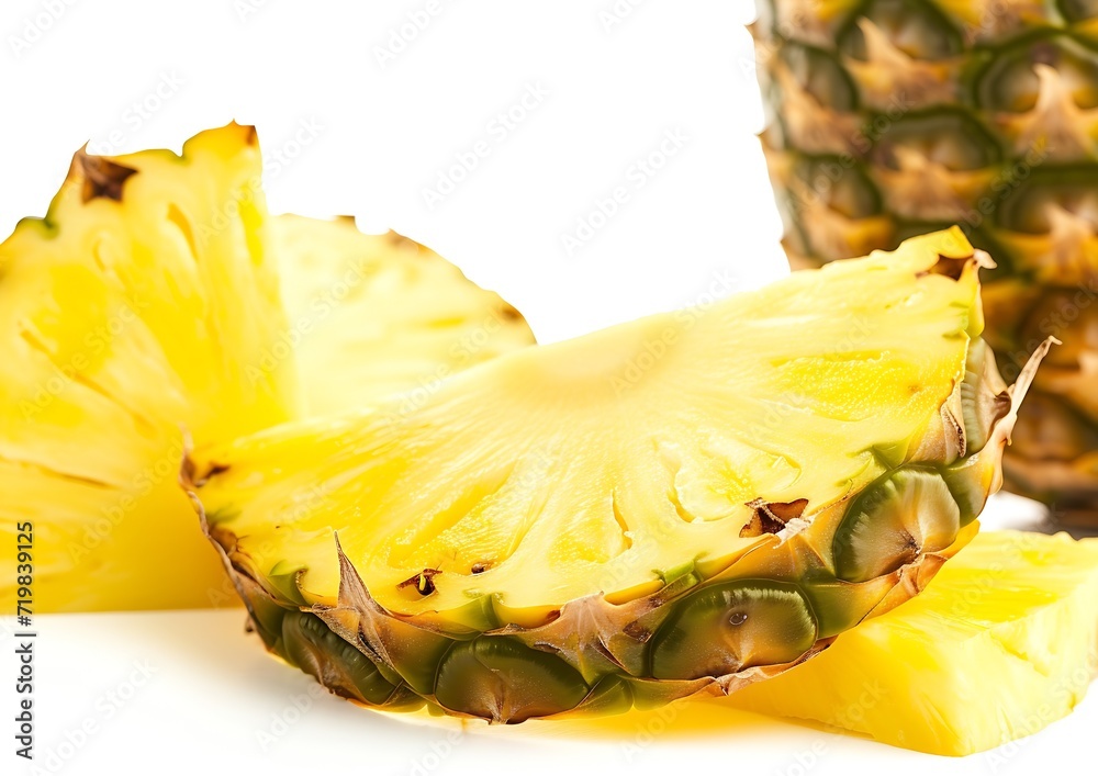 Fresh ripe pineapple fruit, pineapple fruit slices isolated. Juicy ...