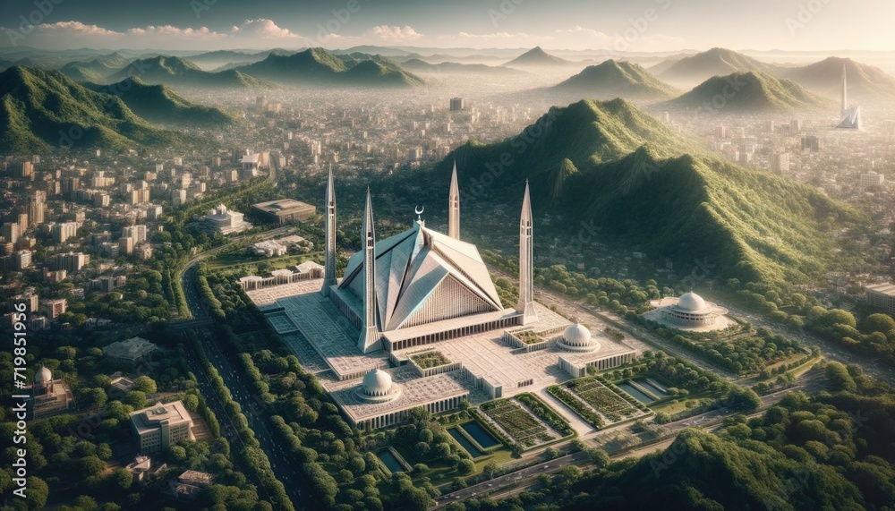 Aerial shot of Islamabad, the capital city of Pakistan showing the ...